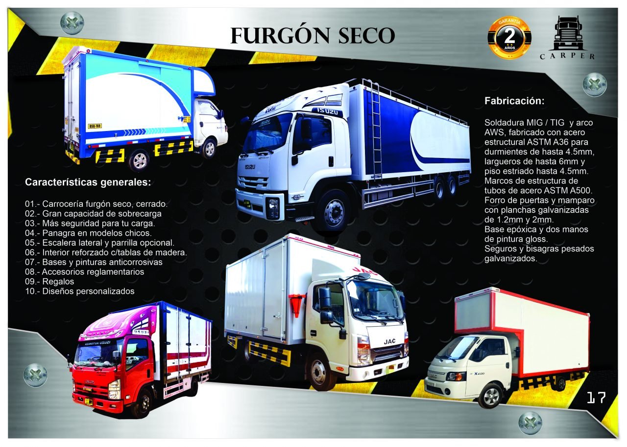 TODOS LOS MODELOS DE FURGÓN PARA CARGA SECA