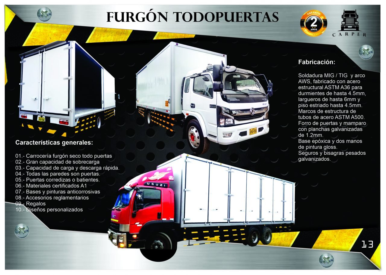TODOS LOS MODELOS DE FURGÓN PARA CARGA SECA